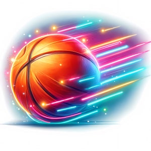 Neon Basketball Clipart | 11 High-quality Jpgs | Glow Basketball ...