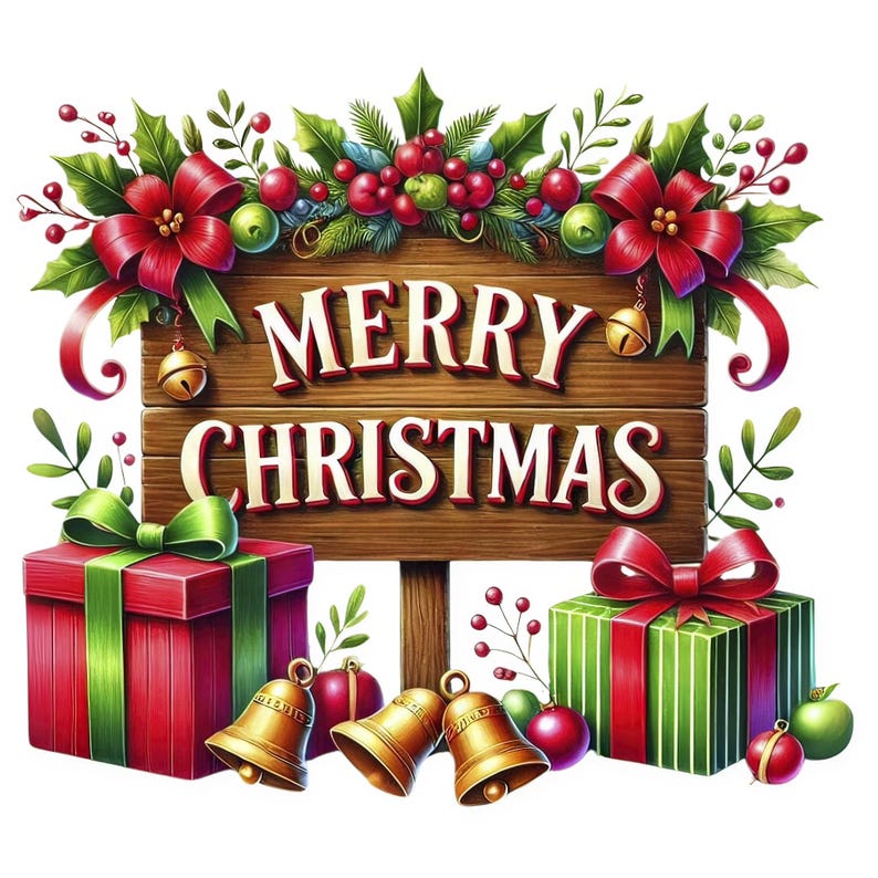 10 Merry Christmas Sign Clipart: Festive Holiday Art PNG (digital ...