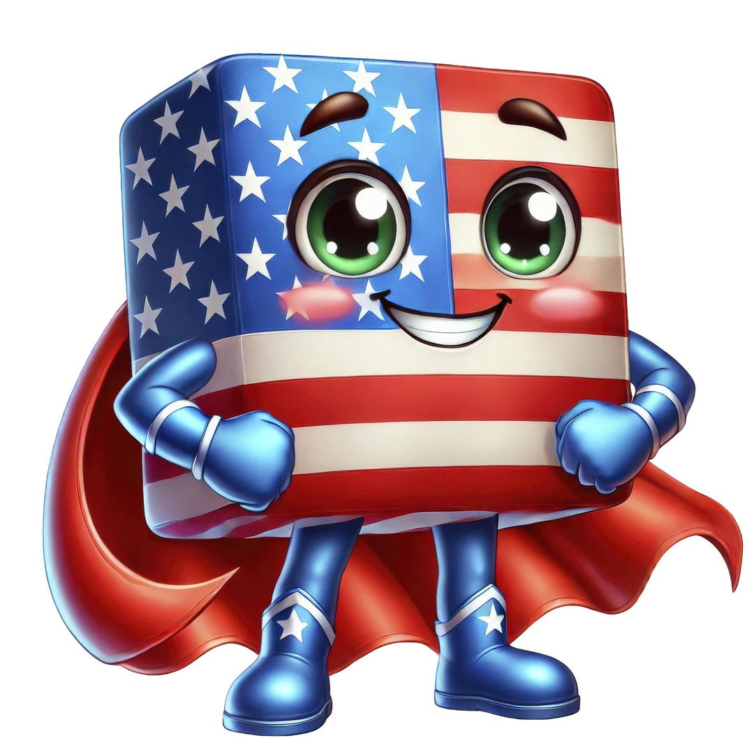 12 PNG, Cute American Flag Clipart Adorable USA Flag Bundle Wall Art ...