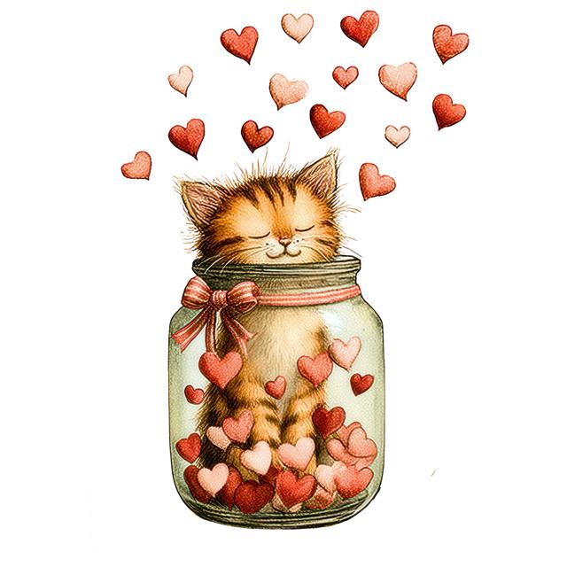 Funny Valentine Cat Clipart: Adorable Love Graphics (digital Download ...