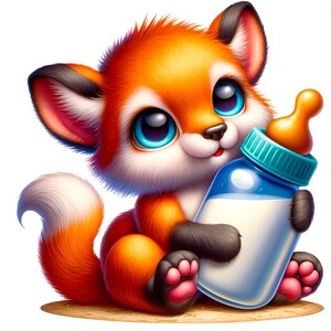 Baby Fox Clipart | 12 High-quality Jpgs | Cute Baby Fox Clipart Bundle ...