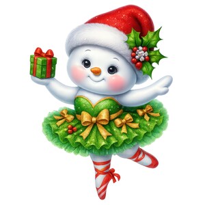11 Cute Ballerina Snowman Clipart PNG | Christmas Winter Girl Snowman ...