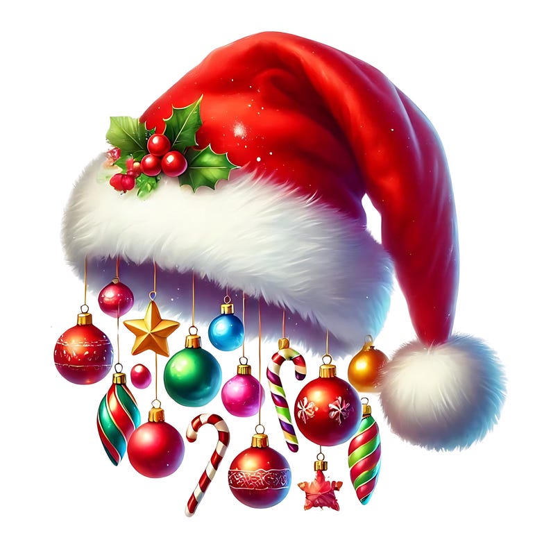 Festive Santa Hat Clipart Bundle: Holiday Art (commercial Use) (12 Jpgs ...