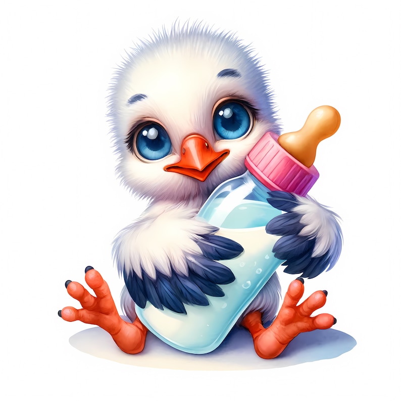 Baby Stork Clipart 10 High-quality Jpgs Cute Baby Stork Clipart Bundle ...