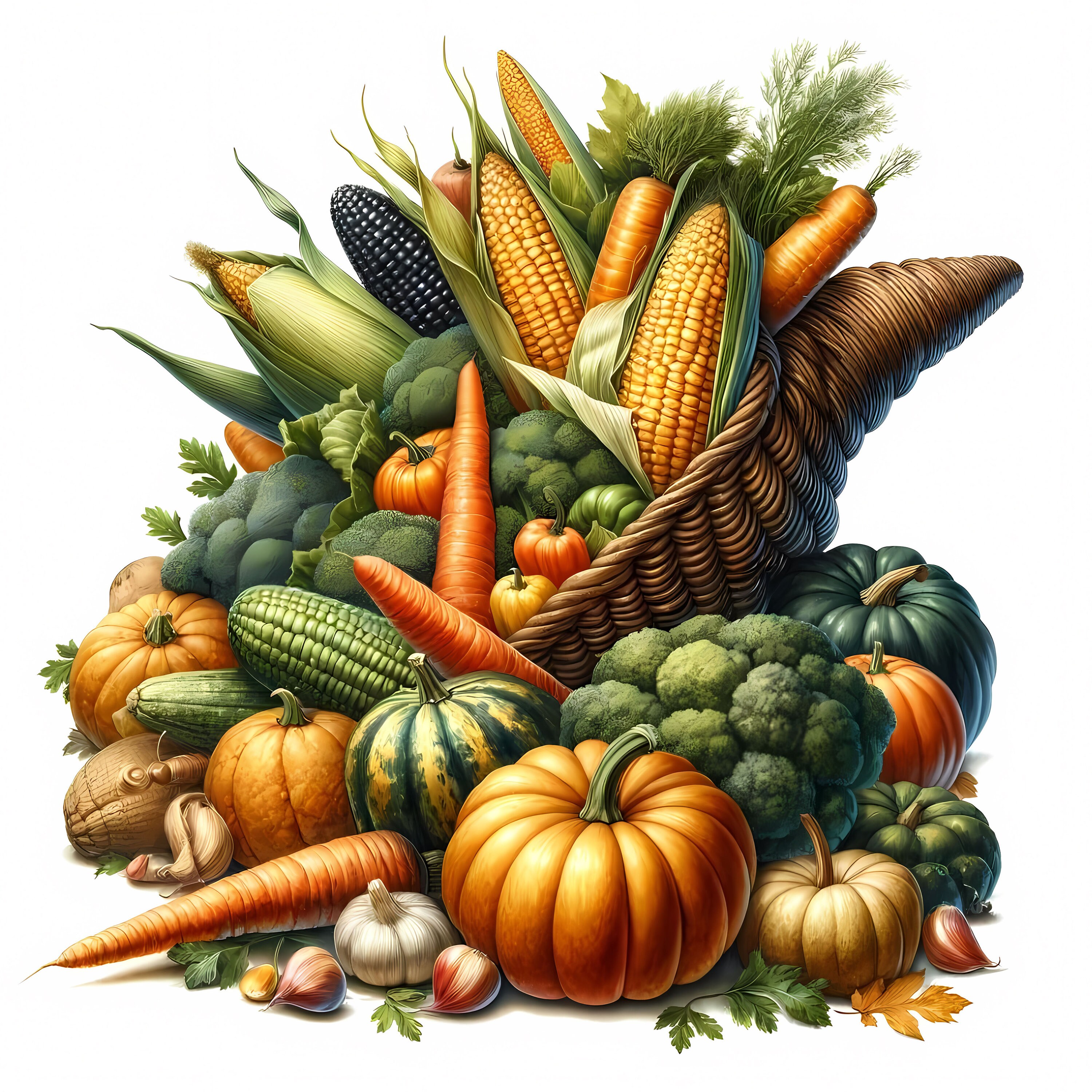 Thanksgiving Cornucopia Clipart: Autumn Harvest Art (digital Download ...