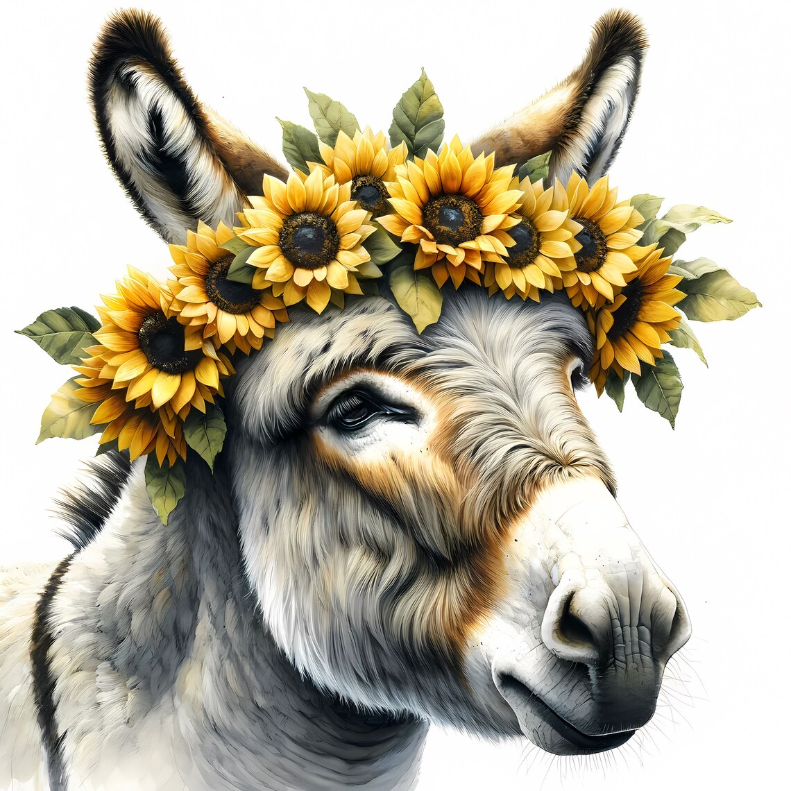 Cute Donkey and Flowers Clipart 13 High-quality Jpgs Donkey Flower ...