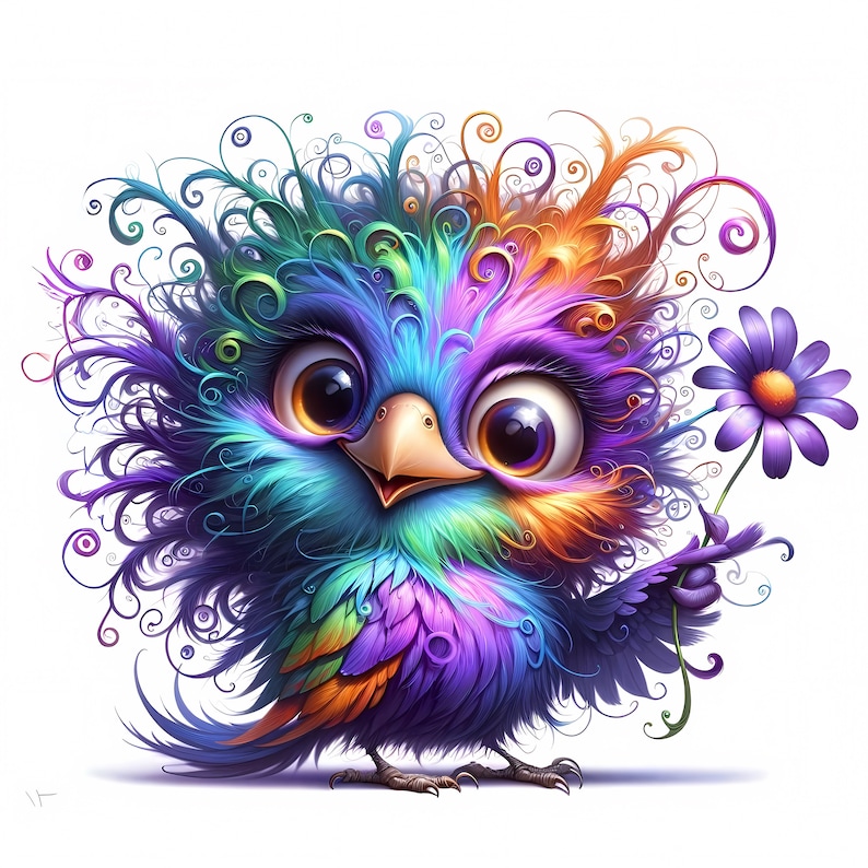 12 Crazy and Funny Bird Clipart: Quirky Birds JPG Bundle (digital ...