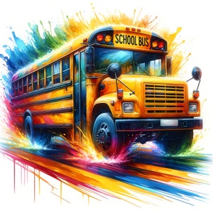 Yellow School Bus Clipart | Student Transport Art (digital Download ...