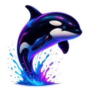 Neon Orca Clipart: Glowing Whale PNG Bundle - Commercial Use - Etsy