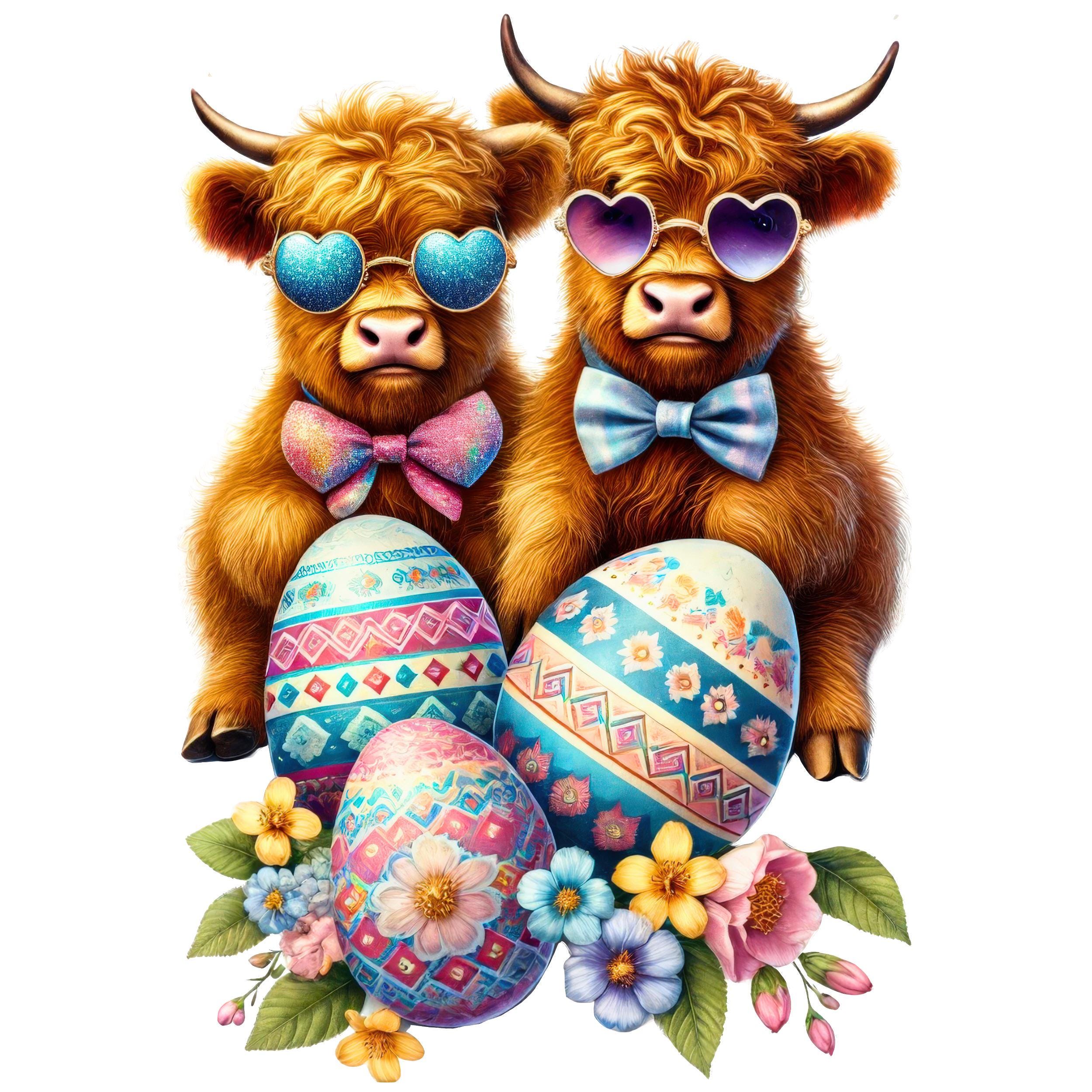 Happy Easter Clipart, 10 High-quality Design, Cute Cow Easter Bundle ...