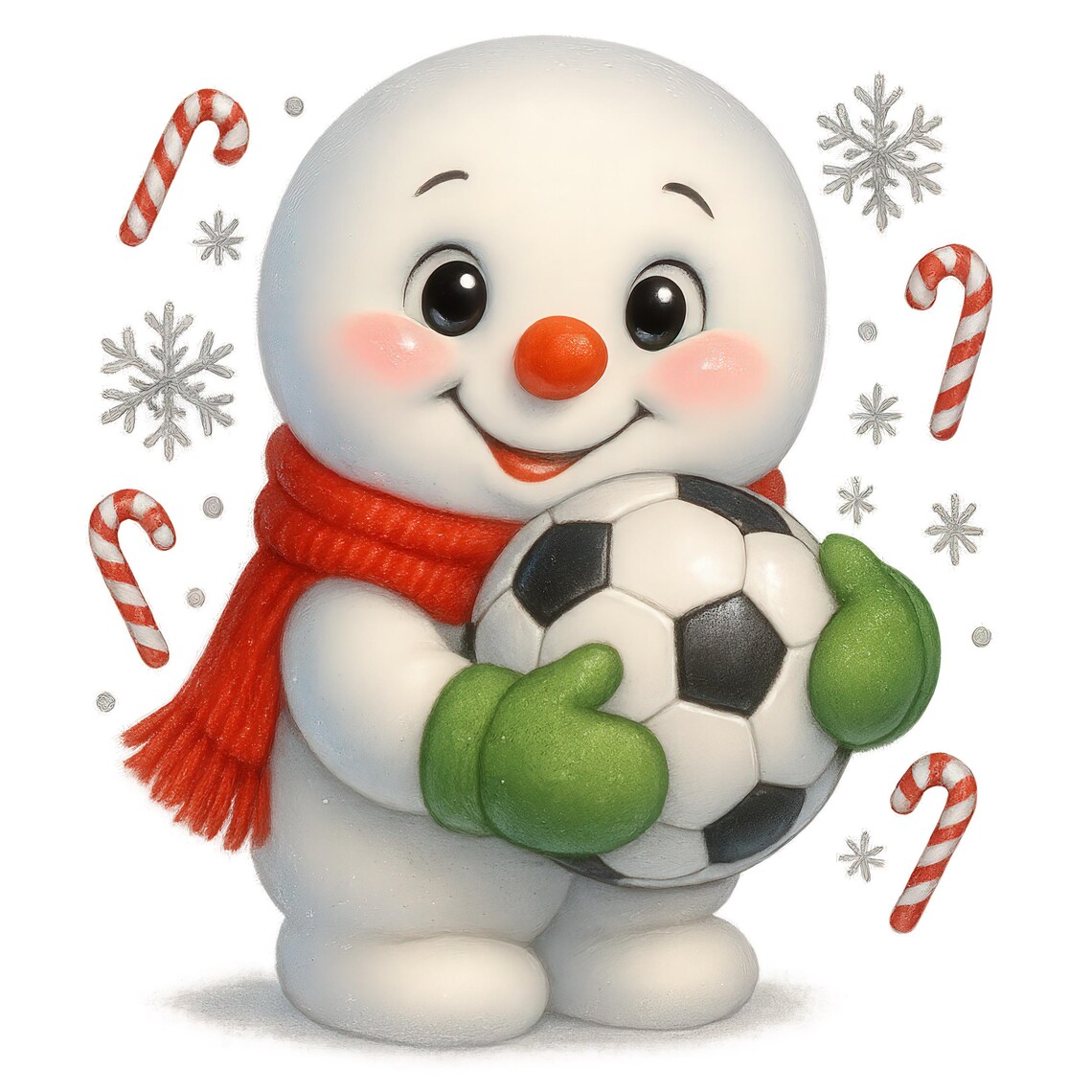 Soccer Snowman Christmas Clipart: Holiday PNG Design (digital Download ...