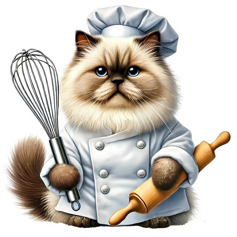 Funny Cat Chef Clipart Bundle: Kitchen Wall Art (digital Download ...