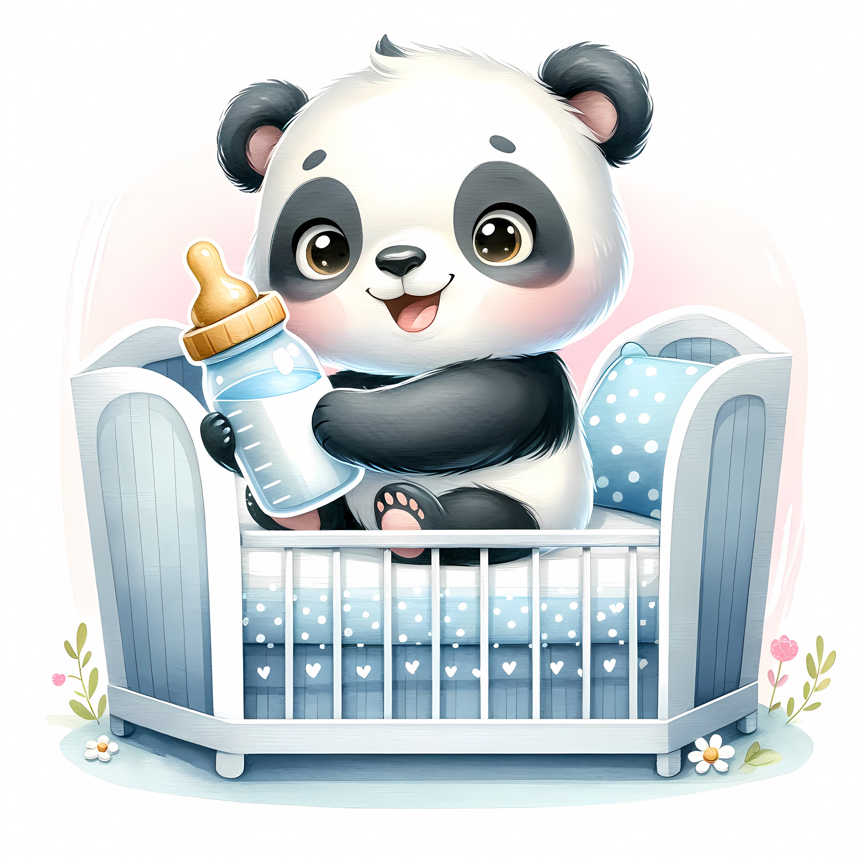 Baby Panda Clipart 12 High-quality Jpgs Baby Shower, Card Making ...