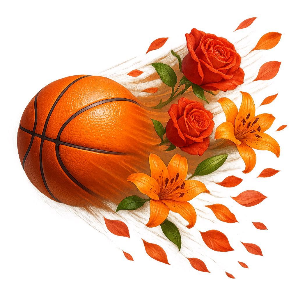 12 Basketball Flowers Clipart: Sports Floral PNG Graphics, Commercial ...