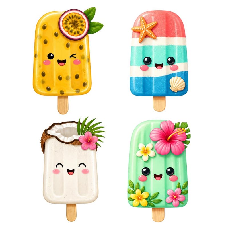 Adorable Popsicle Clipart: Summer Ice Cream Graphics, Summer Dessert ...