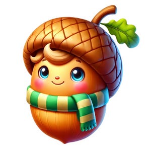 Cute Acorn Clipart | 12 High-quality Jpgs | Adorable Cute Acorn Clipart ...