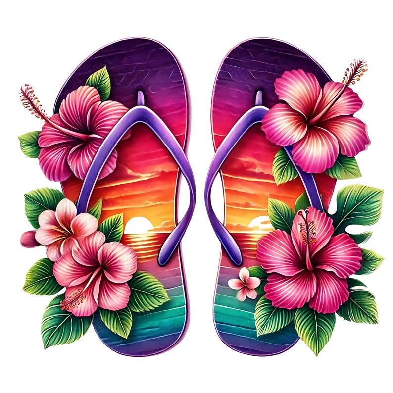 Rainbow Flip Flops Clipart: Summer Beach Designs (digital Download ...