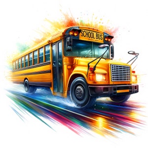 Yellow School Bus Clipart | Student Transport Art (digital Download ...