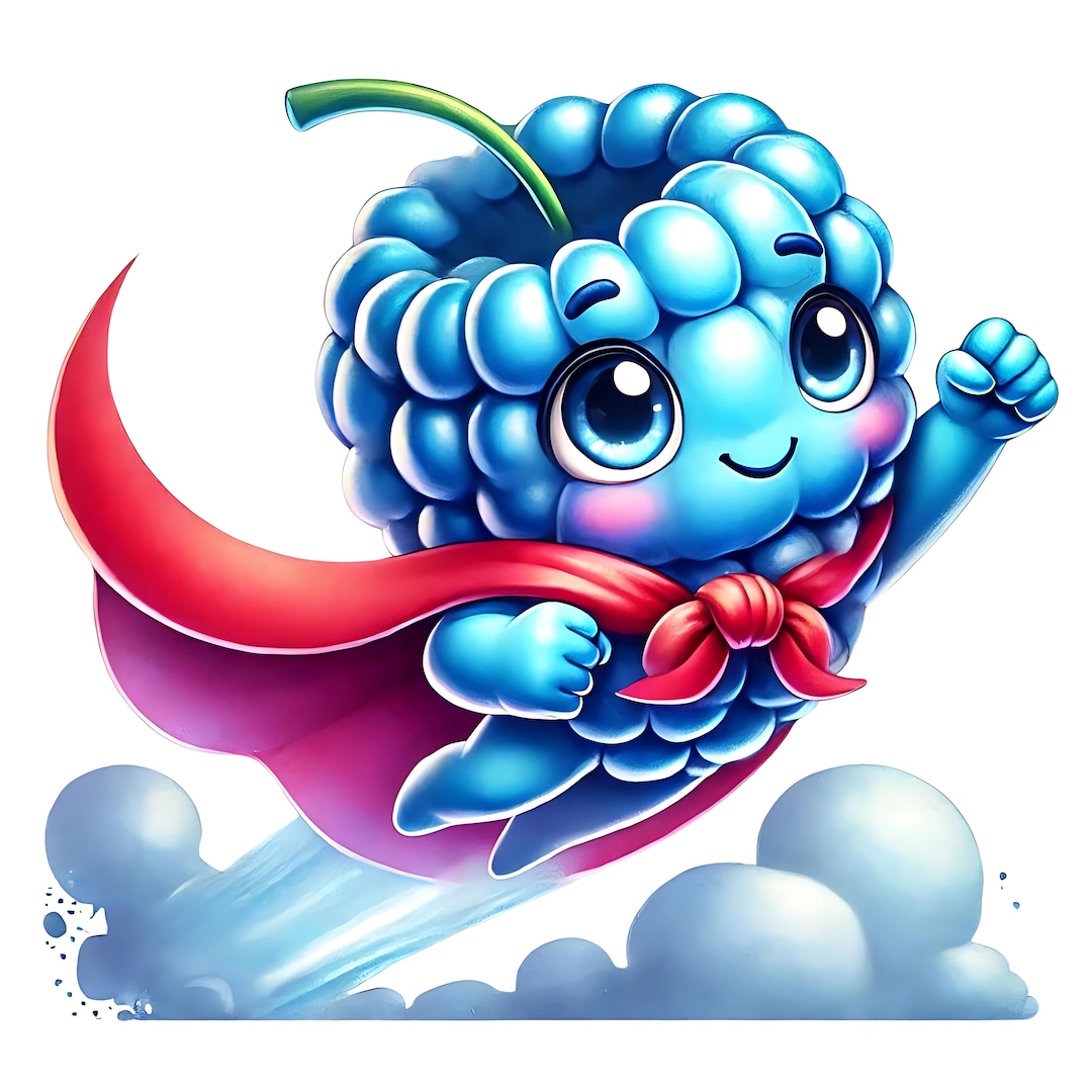 Cute Blue Raspberry Clipart | 11 High-quality Jpgs | Adorable Kawaii ...