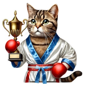 Boxing Cat Clipart | 14 High-quality Jpgs | Funny Boxing Cat Clipart ...