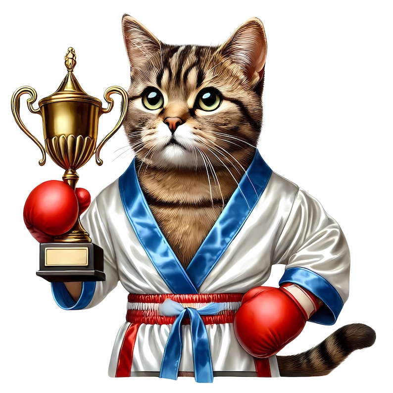 Boxing Cat Clipart | Funny Sports Art Printables (digital Download) Set ...