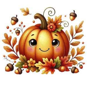 Cute Pumpkin Clipart | Fall PNG Bundle, Commercial Use (digital ...