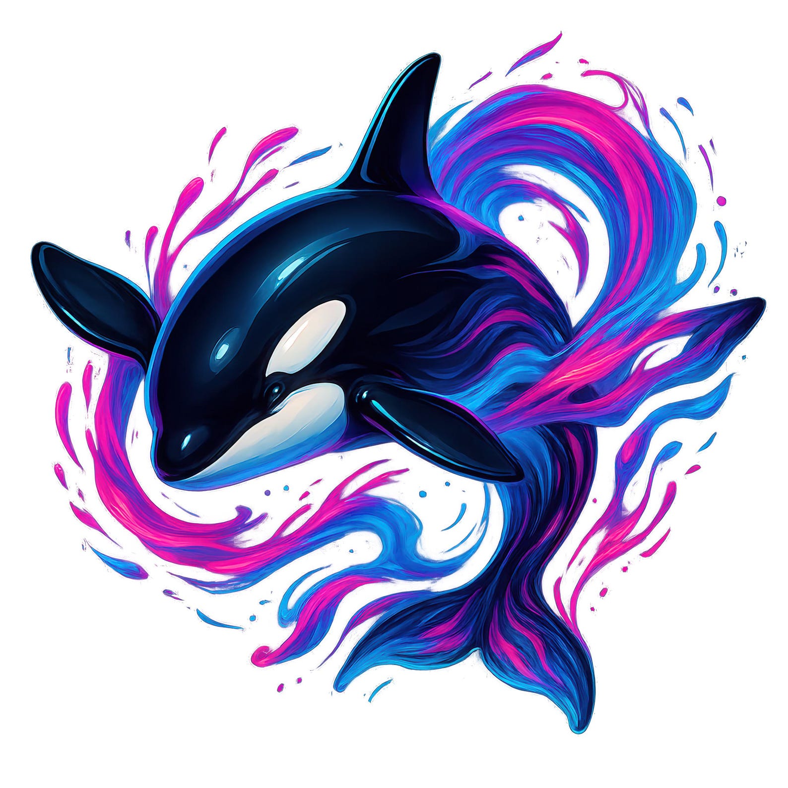 Neon Orca Clipart: Glowing Whale PNG Bundle - Commercial Use - Etsy