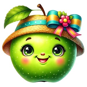 Cute Green Apple Clipart | Commercial Use Jpgs (digital Download) - Etsy