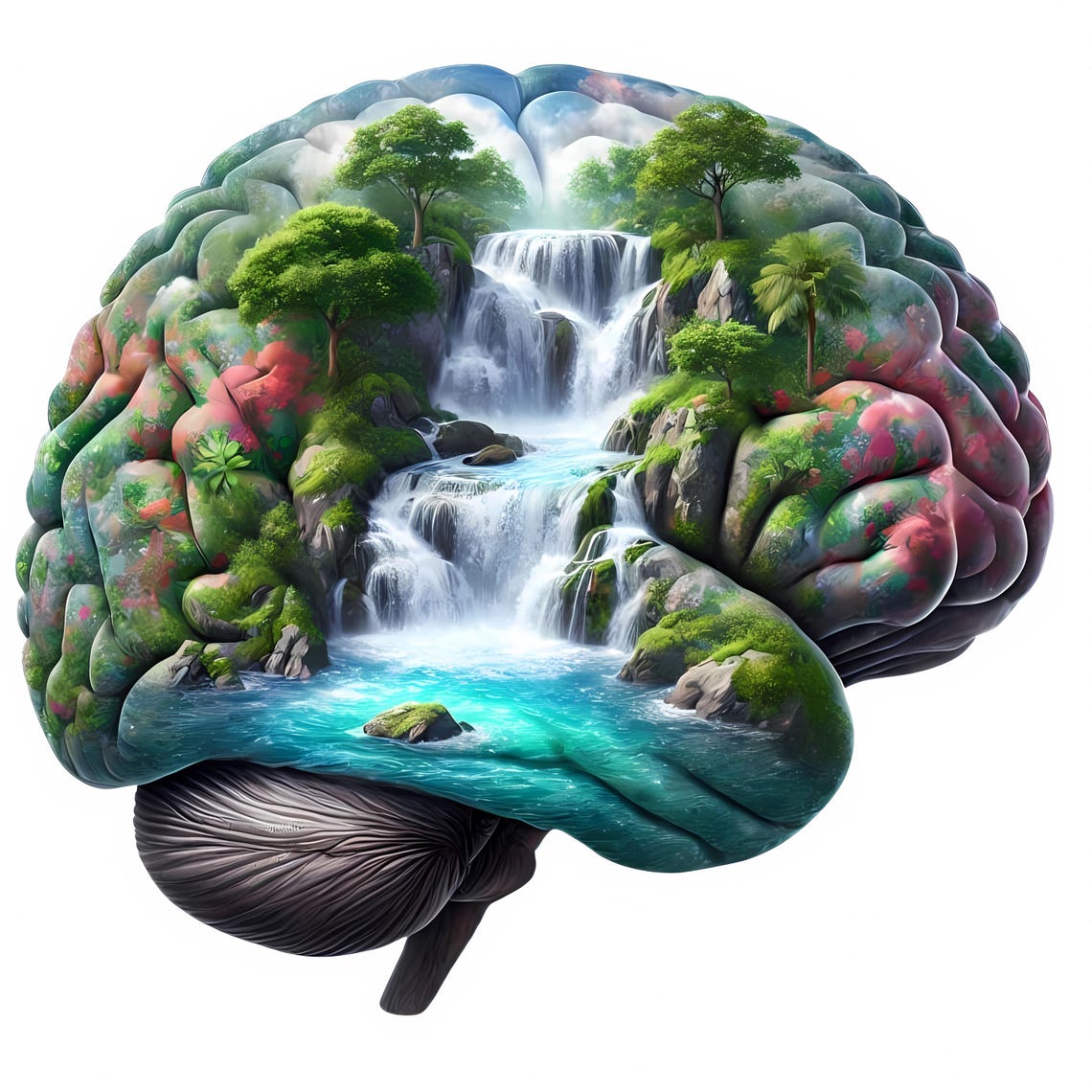 Brain & Landscape Clipart: Double Exposure Art (digital Download ...