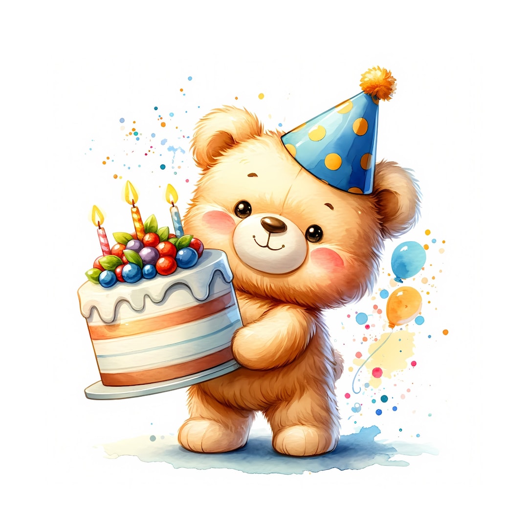 Teddy Bear Birthday Clipart | 12 High-quality Jpgs | Cute Teddy Bear ...