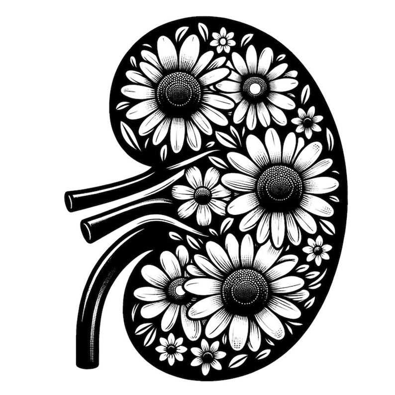 Floral Kidney SVG: Anatomy Clipart, Sublimation Design (commercial Use ...