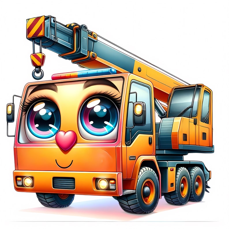 Cute Construction Vehicles Clipart | Digger Art, Wall Art (digital ...
