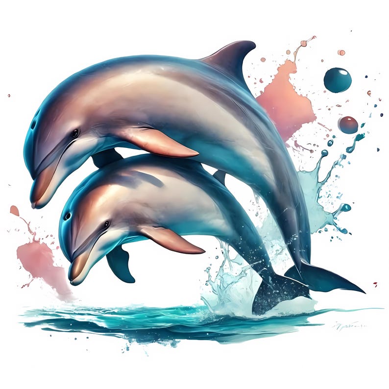 Playful Dolphin Clipart Bundle | Marine Animal Art (digital Download ...
