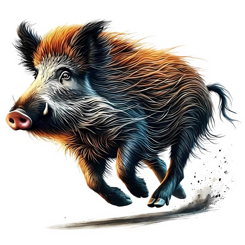 Wild Boar Clipart: Wildlife Art Images (12 JPG, Digital Download ...