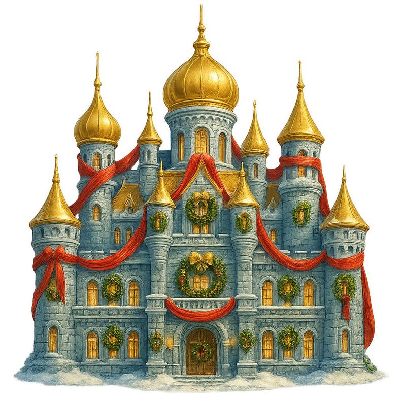 Festive Christmas Castle Clipart: Winter Holiday PNG (digital Download ...