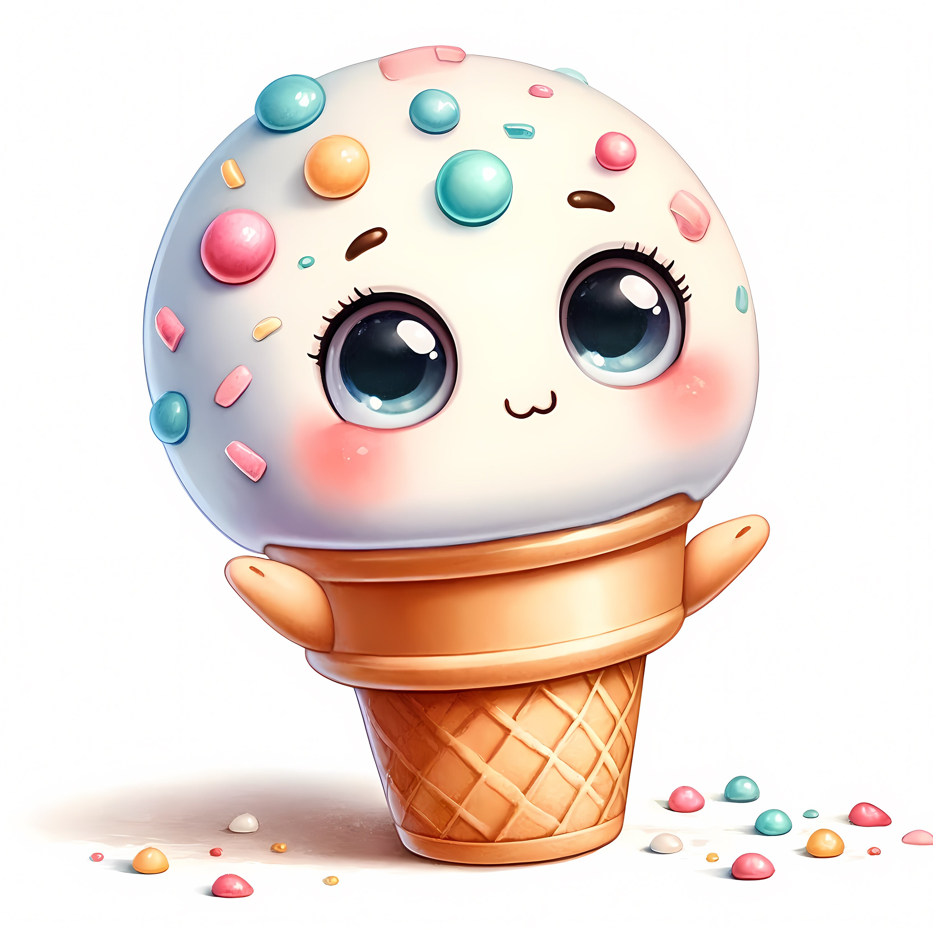 Cute Ice Cream Cone Clipart 14 High-quality Jpgs Kawaii Ice Cream ...