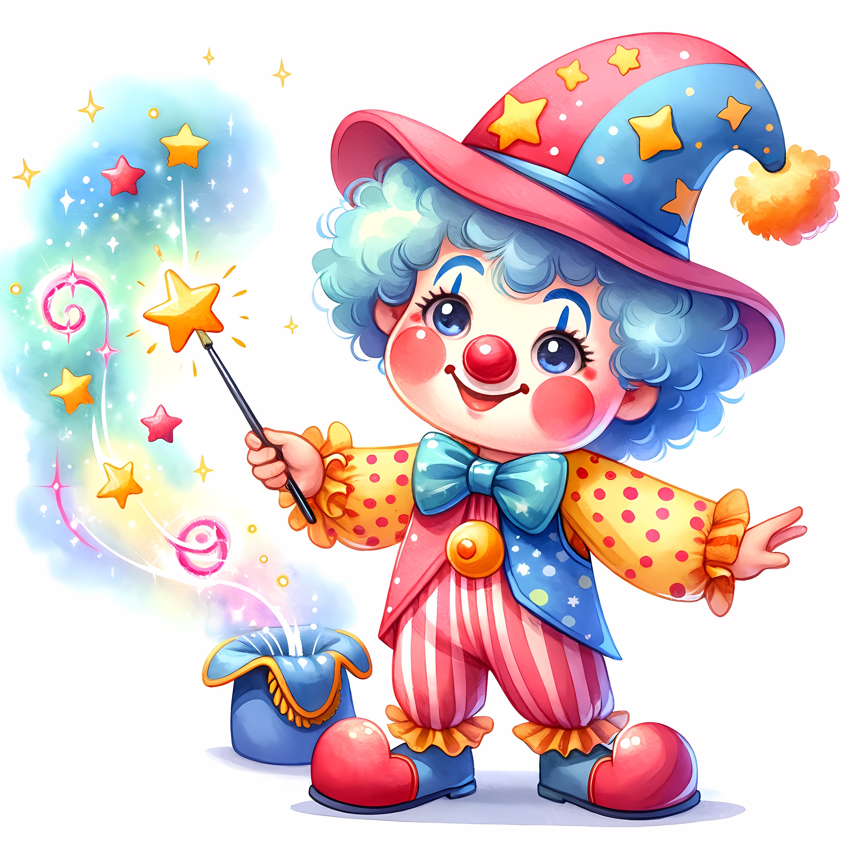 Cute Clown Clipart 10 High-quality Jpgs Circus Art Clown Clipart Bundle ...