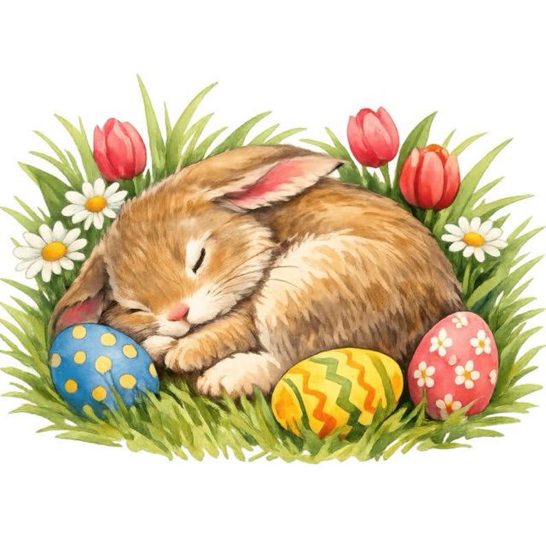 Bunnies Easter Clipart: Easter Bunny and Egg Graphics, Digital Download ...