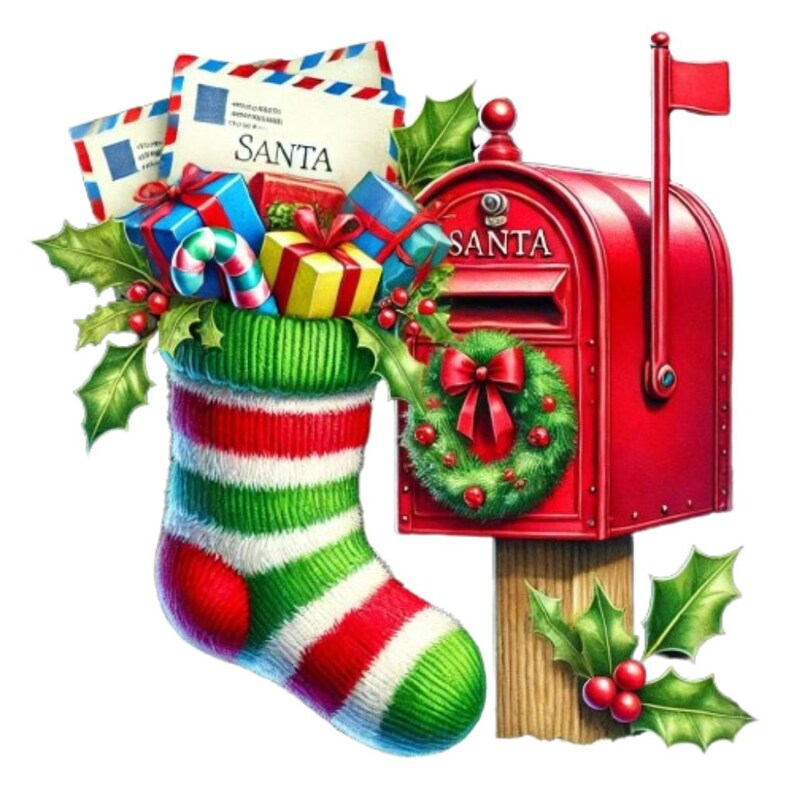 Christmas Sock Clipart Bundle: Holiday 12 PNG Graphics (digital ...