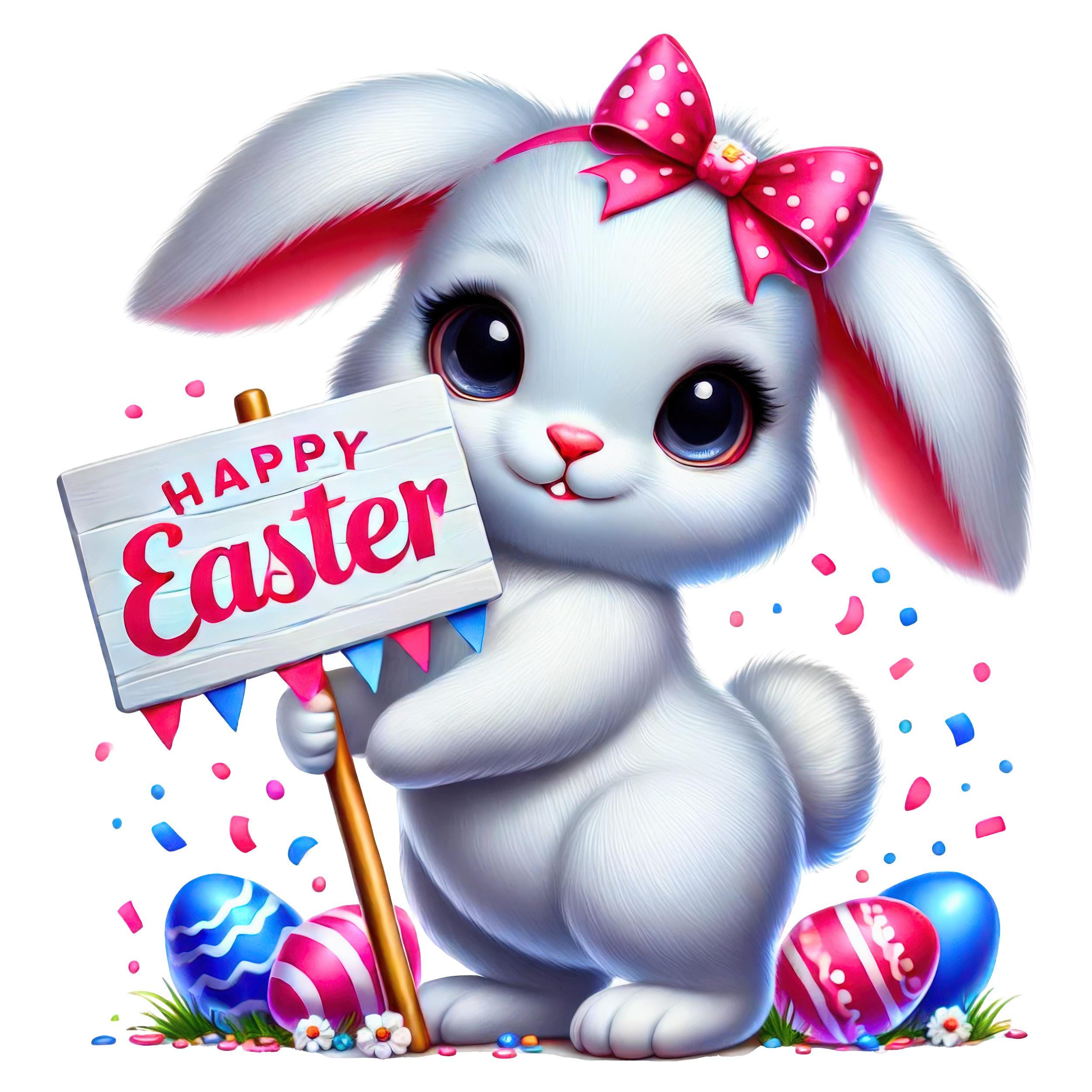Happy Easter Bunny Clipart, Festive 12 PNG JPG (digital Download) - Etsy