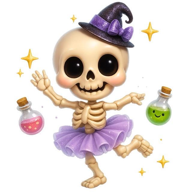 Cute Halloween Skeleton Clipart | Spooky PNG Illustration Set (digital ...