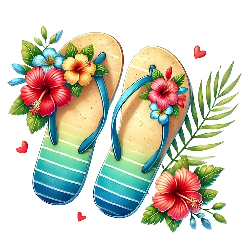 Rainbow Flip Flops Clipart: Summer Beach Designs (digital Download ...