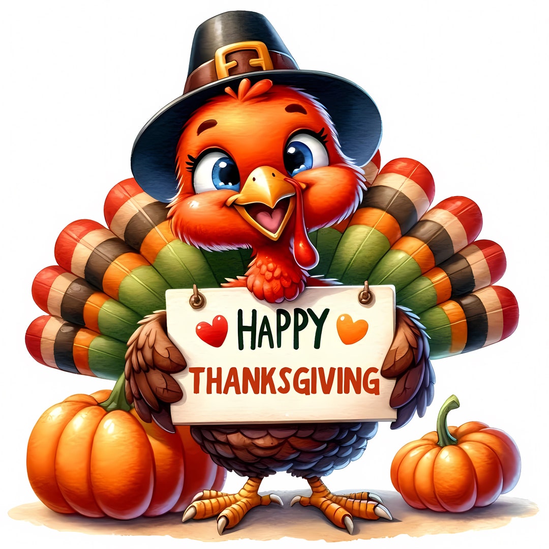 Thanksgiving Turkey Clipart Fall Wall Art Happy Turkey Day digital