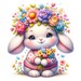 Floral Easter Bunny Clipart | Spring Flower Jpgs (digital Download) Set ...
