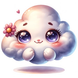 Cute Cloud Clipart | 12 High-quality Jpgs | Charming Cute Cloud Clipart ...