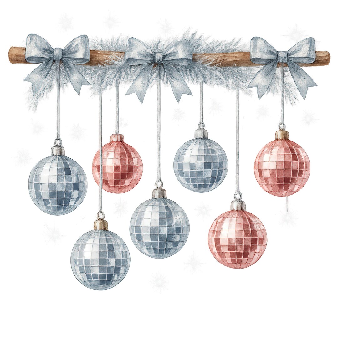 Christmas Baubles Clipart Set: Festive Hanging Ornaments (digital ...
