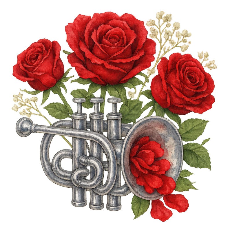 Floral Trumpet Clipart: Watercolor Trumpet Flowers PNG Bundle (digital ...
