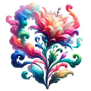 Smoke Flower Clipart | 12 High-quality Jpgs | Vibrant Smoke Flower ...