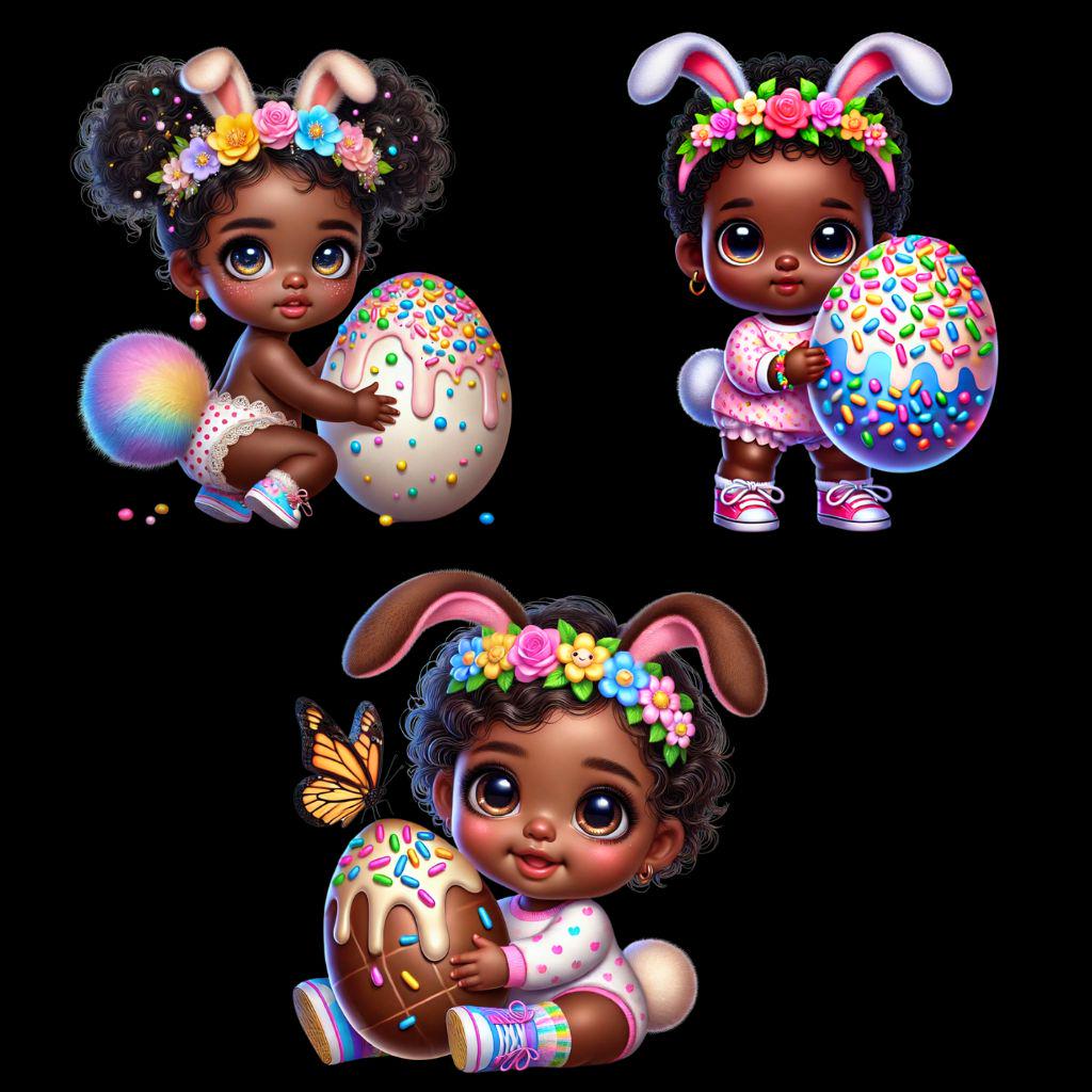 Cute African American Baby Easter Clipart Bundle (PNG, Commercial Use ...