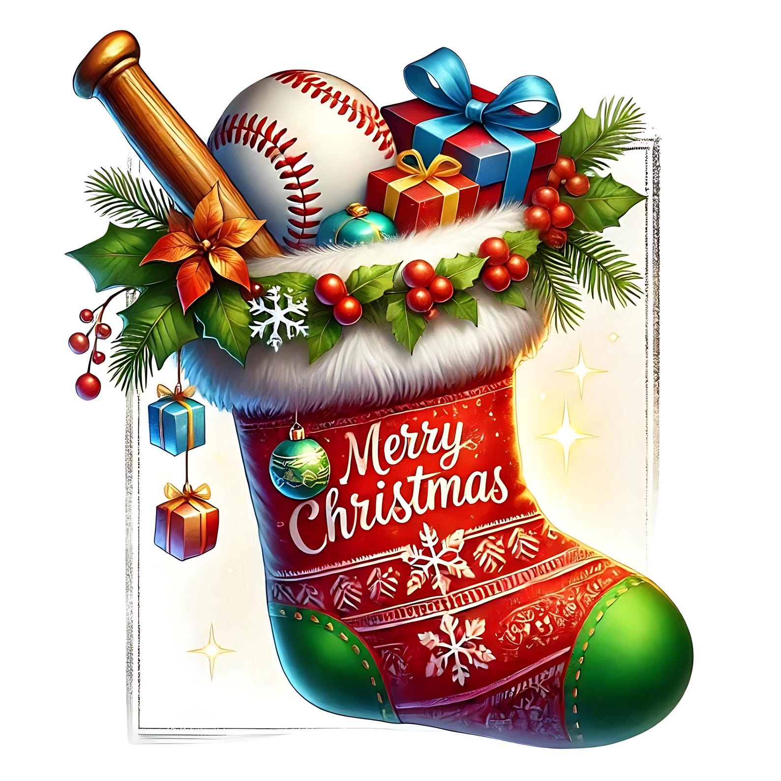 Christmas Baseball Clipart: Festive Holiday Sport Art (digital Download ...